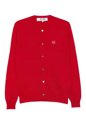 Play Comme Des Garcon Heart-emblem Cardigan - Red