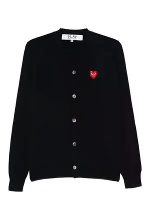Play Comme Des Garcon Logo Patch Cardigan - Blue