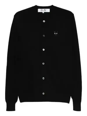 Play Comme Des Garcon Logo-patch Cardigan - Black