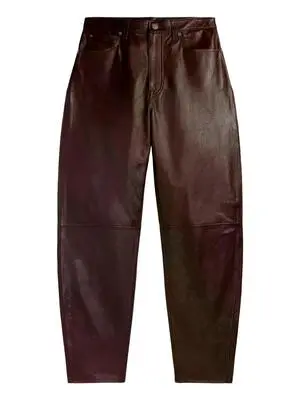 Polo Ralph Lauren Leather High-waisted Trousers - Brown