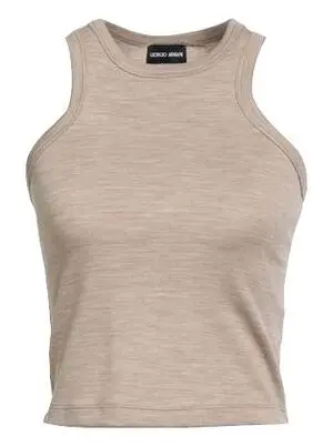 Giorgio Armani Tank Top In Virgin Wool Blend - Beige