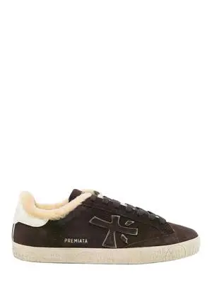 Premiata Steven Shearling-lined Suede Sneakers - Brown