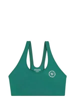 SPORTY & RICH Racer-back Logo-detail Sports Bra - Green