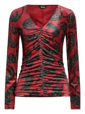 Just Cavalli Metallic Chenille Gathered Top - Red