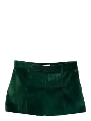 Miu Miu Pleated Corduroy Mini Skirt - Green