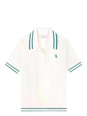 SPORTY & RICH Cable-knit Polo Shirt - White