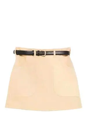 SELF-PORTRAIT A-line Mini Skirt With Belt - Neutrals