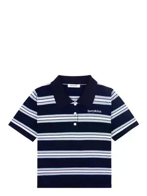 SPORTY & RICH Striped Polo Shirt - Blue