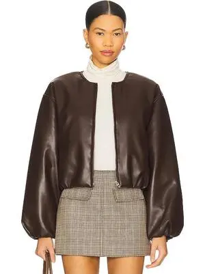 Blanknyc Cropped Leather Bomber Jacket - Grand Slam