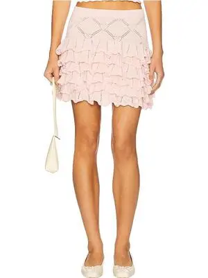 LoveShackFancy Kalliope Skirt - Velour Pink