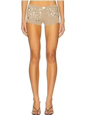JADED LONDON Button Knit Mini Short - Beige