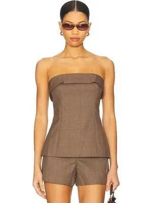 Cami Nyc London Strapless Top - Fawn Plaid
