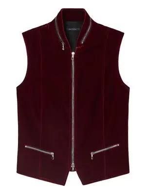 Giorgio Armani Velvet Zip-up Waistcoat - Burgundy