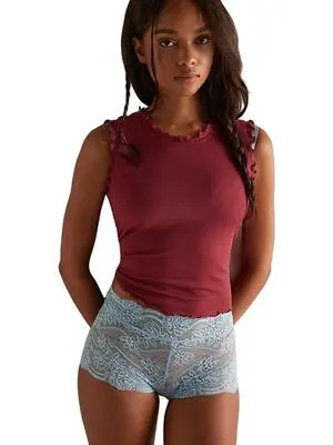 Free People Intimately Close To Home Muscle Tee - Miss Crimson