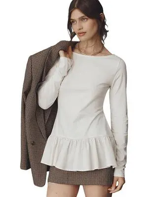 Maeve Long-sleeve Peplum Top - Eggnog