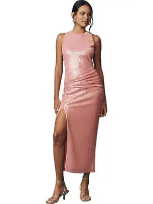 HUTCH Lumi Sleeveless Sequin Ruched Maxi Dress - Rose