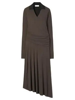 Tory Burch Jersey Collared Dress - Dark Mocha