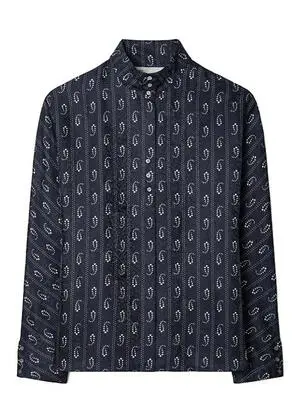 Tory Burch Jacquard Top - Medium Navy Paisley