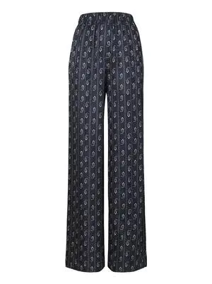 Tory Burch Relaxed-Fit Jacquard Pants Medium Navy Pajama Print