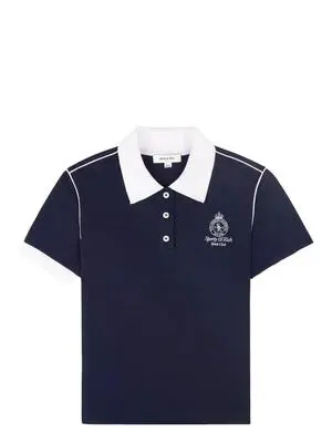 SPORTY & RICH Contrast-trim Polo Shirt - Blue