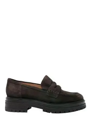 GIANVITO ROSSI Suede Penny Loafers - Brown