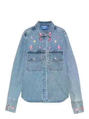 SUSANNA BLU Embroidered Denim Shirt - Blue