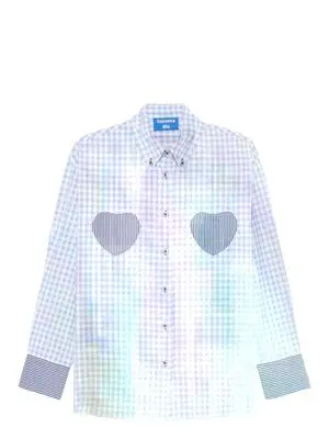 SUSANNA BLU Gingham Shirt With Heart Details - Blue