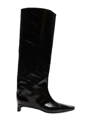 Loulou De Saison 35mm Joan Eel-effect Leather Boots - Black