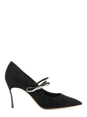 Casadei 80mm Starsway Crystal-embellished Pointed-toe Pumps - Black