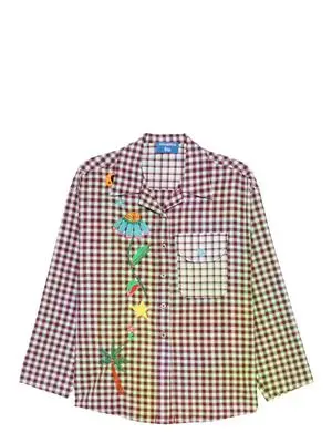 SUSANNA BLU Narciso Embroidered Gingham Shirt - Red