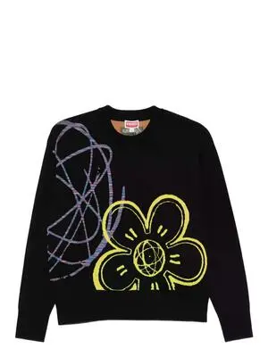 Kenzo Flower-print Sweater - Black