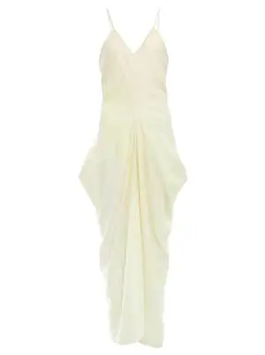 YANGKEHAN Draped Asymmetric Party Dress - White