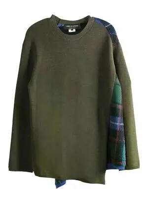 Comme Des Garçons Ribbed-paneled Wool Sweater - Green