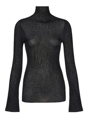 FERRAGAMO High-neck Flared-cuff Sweater - Black