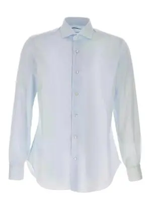 BARBA NAPOLI Classic-collar Cotton Shirt - Blue