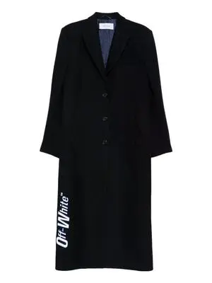 Off-White Logo-detail Coat - Blue