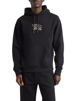 Burberry Simon Ekd Appliqué Cotton Hoodie - Black