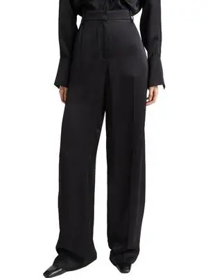 TOTEME Fluid Wide-leg Wool-blend Trousers - Black