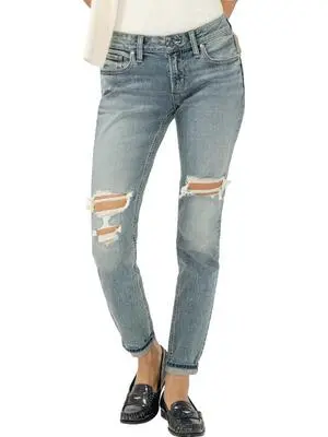 SILVER JEANS CO. Ripped Girlfriend Jeans - Camden