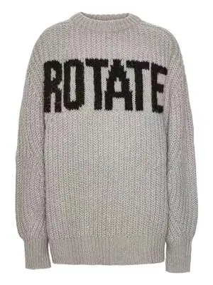 ROTATE BY BIRGER CHRISTENSEN Logo Ribbed-knit Sweater - Grey