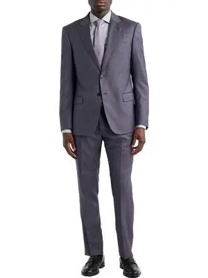 Emporio Armani G-line Slim Fit Purple Microcheck Wool Suit - Fancy Purple
