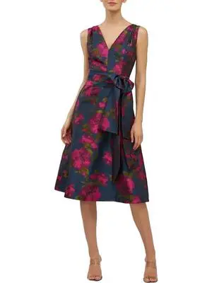 KAY UNGER Elisa Sleeveless Cocktail Dress - Wild Berry/blue Opal