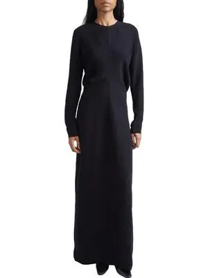 TOTEME Slouch Waist Long Sleeve Cady Dress - Black