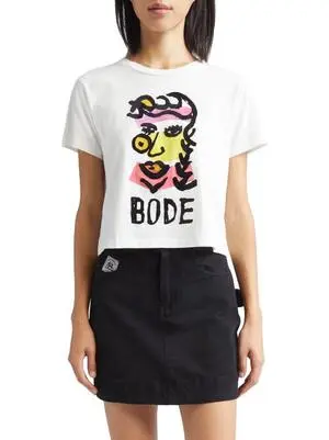 BODE Visage Cotton Graphic T-shirt - Cream