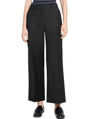 Theory Flannel Wide-leg Pants - Black
