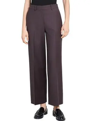 Theory Flannel Wide-Leg Pants Cacao