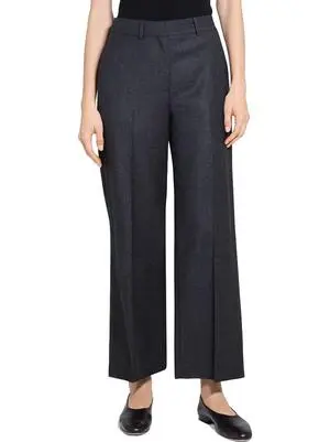 Theory Flannel Wide-leg Pants - New Charcoal Melange