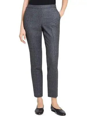 Theory Marled Flannel Treeca Pull-on Pants - Pepper Multi