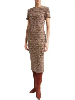 Max Mara Giugno Bouclé Jersey Sheath Dress - Camel