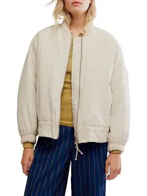 Free People Jax Bomber Jacket - Almond Flour
